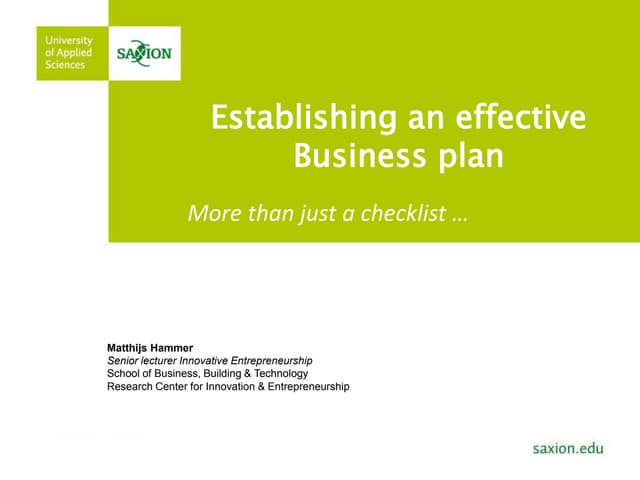 Creating an effective business plan | PPT Creating an effective business plan | PPT