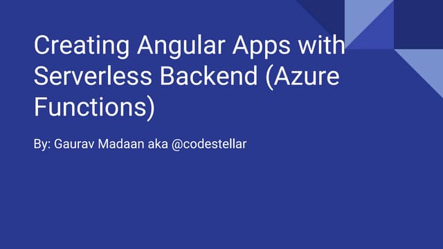 Creating angular apps with serverless backend | PPTX Creating angular apps with serverless backend | PPTX