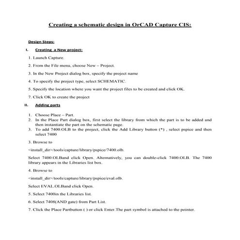 Creating A Schematic Design In Orcad Capture Cis Pdf