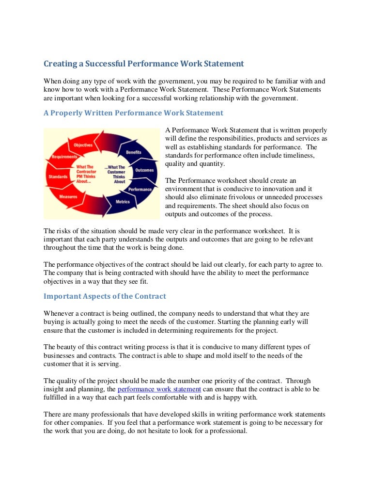 Creating a Successful Performance Work Statement