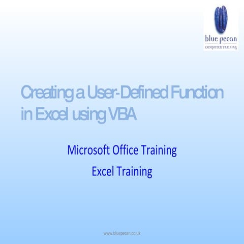 Creating A User‑defined Function In Excel Using Vba Ppt 6053