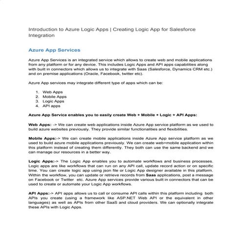 Creating Azure Logic App For Salesforce Integration Webner Pdf