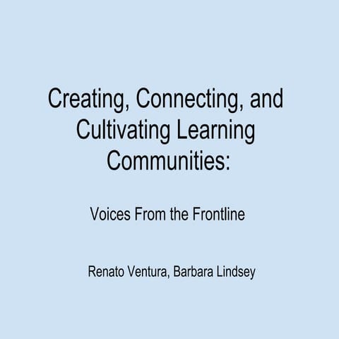 2Creating Connecting Cultivating Learning Communities | PDF
