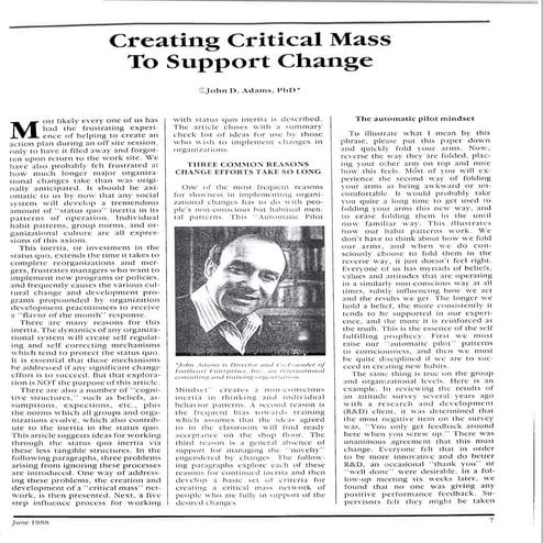 Creating Critical Mass in Change Mgmt Process | PDF