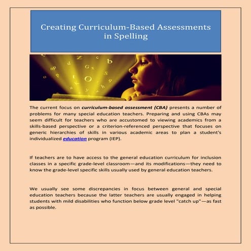 Creating Curriculum-Based Assessments in Spelling | PDF