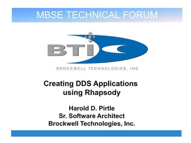 Creating Dds Applications Using Ibm Rational Rhapsody Ppt