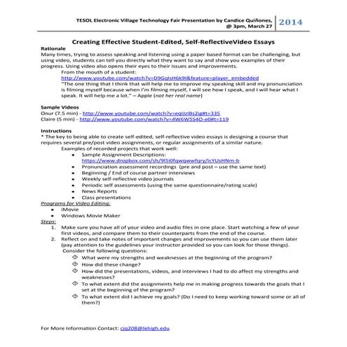 Creating effective student-edited, self reflective essays | PDF