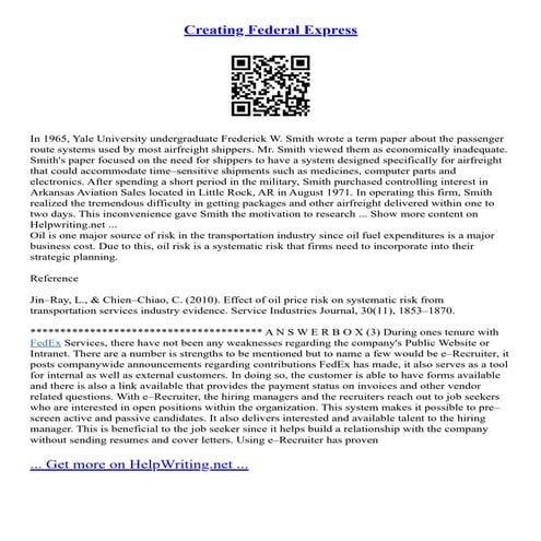 Creating Federal Express | PDF