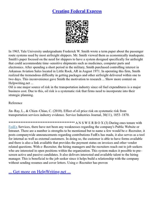 FedEx | PPTX | Logistics and Transportation Industry | Industries