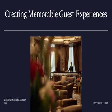 Creating Memorable Guest Experiences - Tips for Hoteliers by Shafqat ...