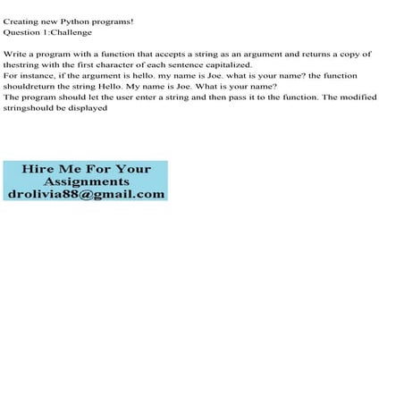 Creating new Python programs!Question 1Challenge Write a prog.pdf | Programming Languages ...