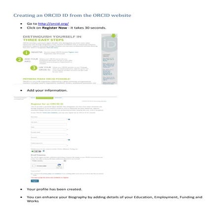 Creating an ORCID from the ORCID website | PDF
