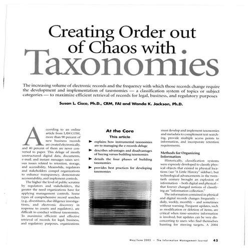 Creating Order Out Of Chaos With Taxonomies | PDF
