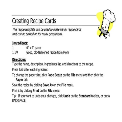Creating Recipe Cards | DOCX
