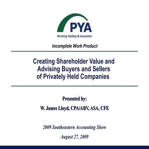 Creating Shareholder Value | PPT
