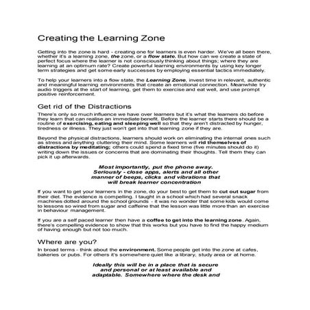 Creating the learning zone | PDF
