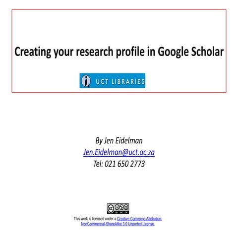 Creating your research profile in google scholar | PPTX
