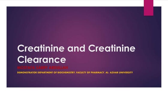 Biochemistry (estimation of creatinine and uric acid) | PPT