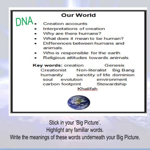 GCSE RE WJEC- Our World- Creation | PPT
