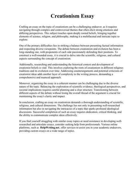 Creation Versus Evolution Essay.pdf