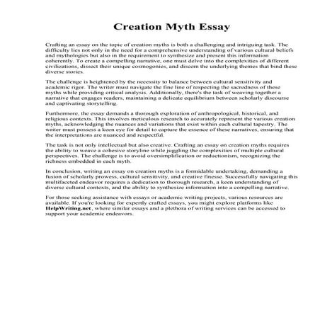 Creation Myth Essay. United States Naval Academy | PDF