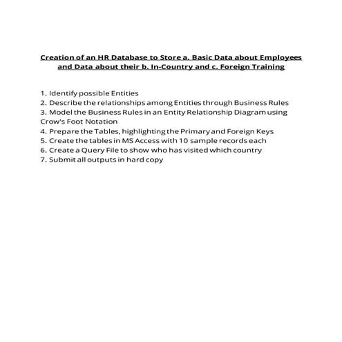 Creation of an hr database to store a basic data about employees and data about their country ...