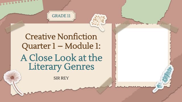 CREATIVE NON-FICTION FOR GRADE 12 STUDENTS | PDF