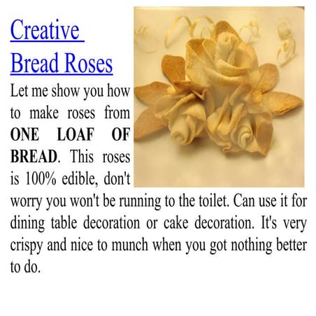 Creative bread roses and other things with one loaf of bread | DOC