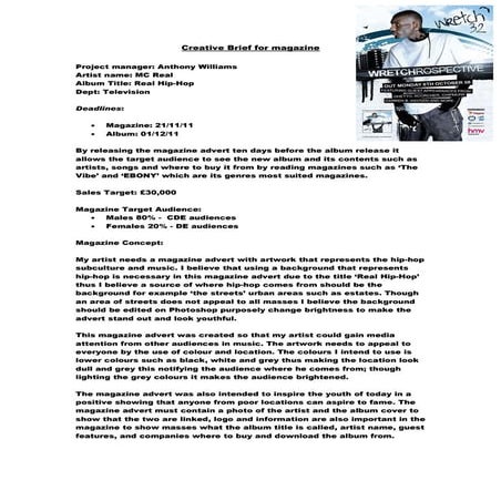 Creative brief for magazine | DOC