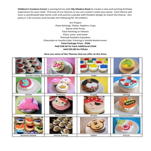 The Children’s Creative Corner - Cupcake Party Flyer | PDF