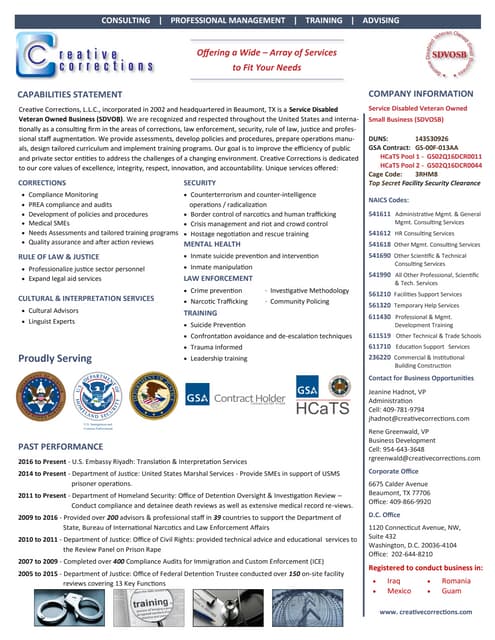 Creative Corrections Capabilities Statement | PDF