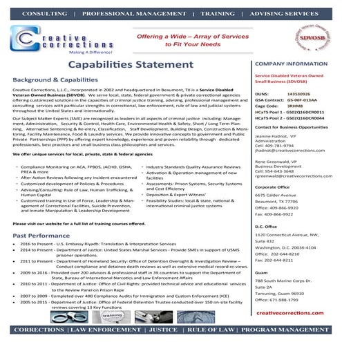 Creative Corrections Capabilities Statement | PDF