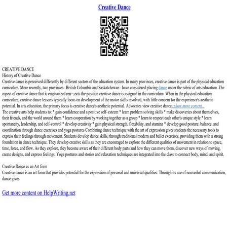 Creative Dance | PDF