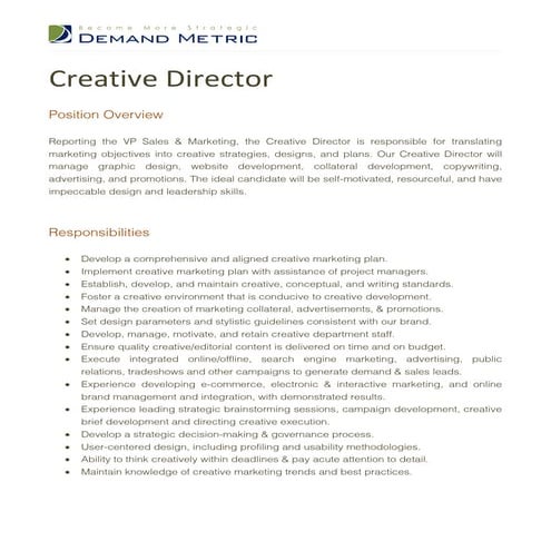 Creative Director Job Description | DOC