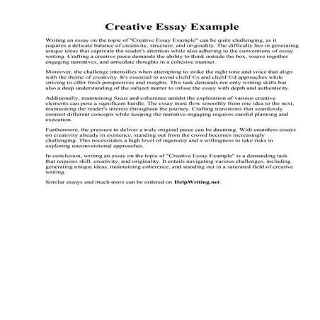 Creative Essay Example | PDF