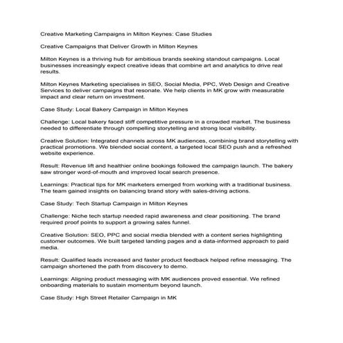 Creative Marketing Campaigns in Milton Keynes | DOCX