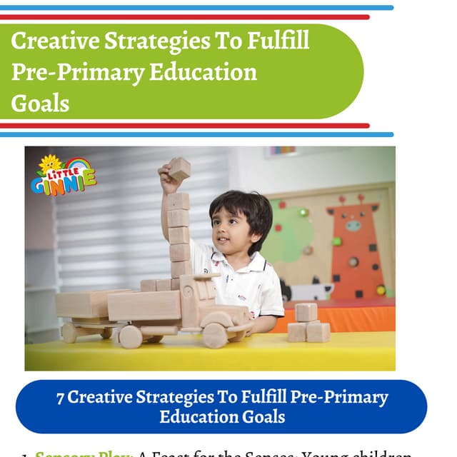 Creative Strategies To Fulfill Pre-Primary Education Goals | PDF