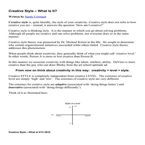 Creative Style What Is It | DOC
