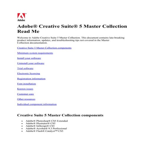 Creative suite 5 master collection read me | PDF
