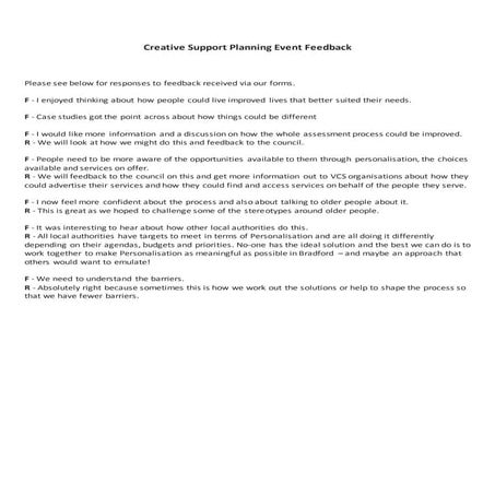 Creative support planning feedback | PDF