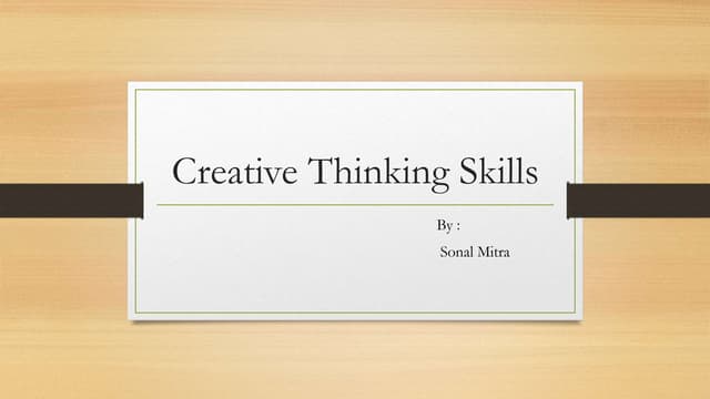 Creative Thinking Presentation | PDF