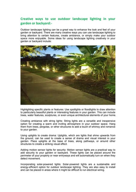 Toronto’s Nighttime Elegance_ Elevating Outdoor Spaces with Landscape Lighting.pdf | Landscaping ...