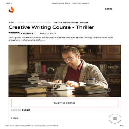 Creative Writing Course - Thriller - John Academy | PDF