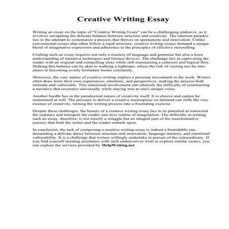 Creative Writing Essay.pdf | Screenwriting | Content Production
