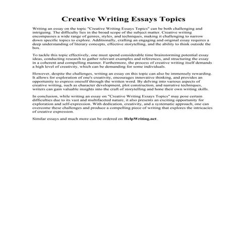 Creative Writing Essays Topics. Descriptive Essay Writing Topics For ...