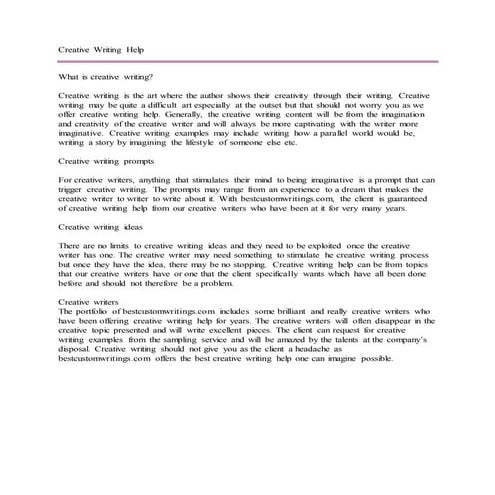 Creative writing help | DOCX