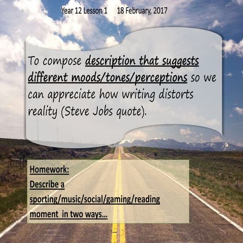 Creative writing ks3 first lesson distort reality | PPTX