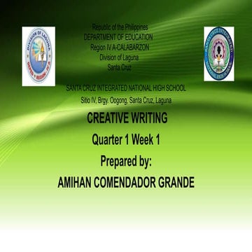 Creative writing q1 week 1 | PPTX