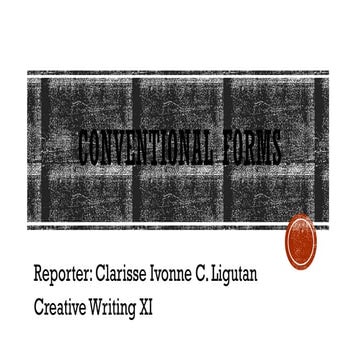 Conventional Forms of Poetry creative writing | PPTX