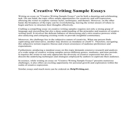 Creative Writing Sample Essays | PDF